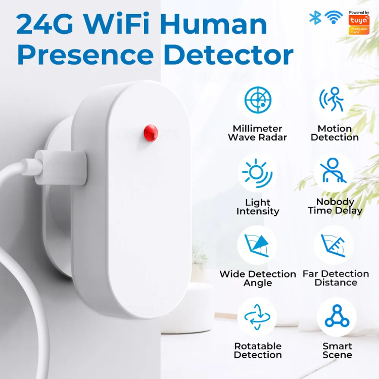 Smart Human Body PIR Radar Motion Sensor | Tuya & Home Assistant Compatible
